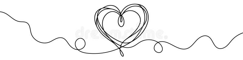 Continuous Line Drawing Creating a Heart Shape on White Background ...