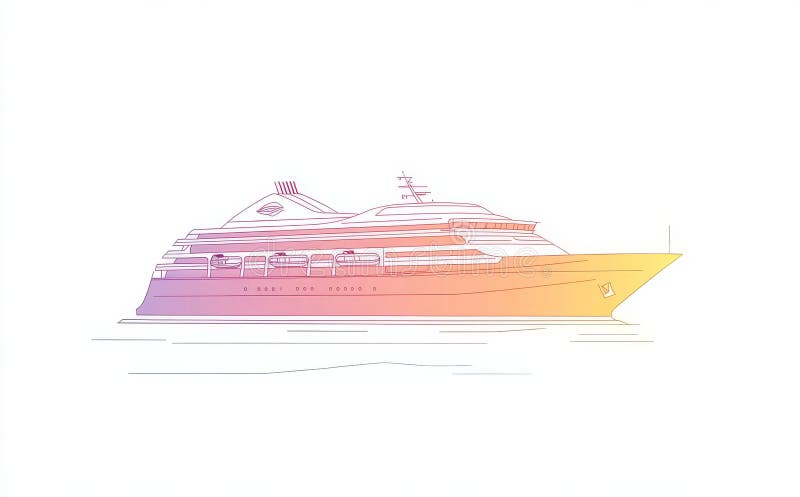Continuous Line Drawing of a Cruise Ship - Image with a Transparent ...