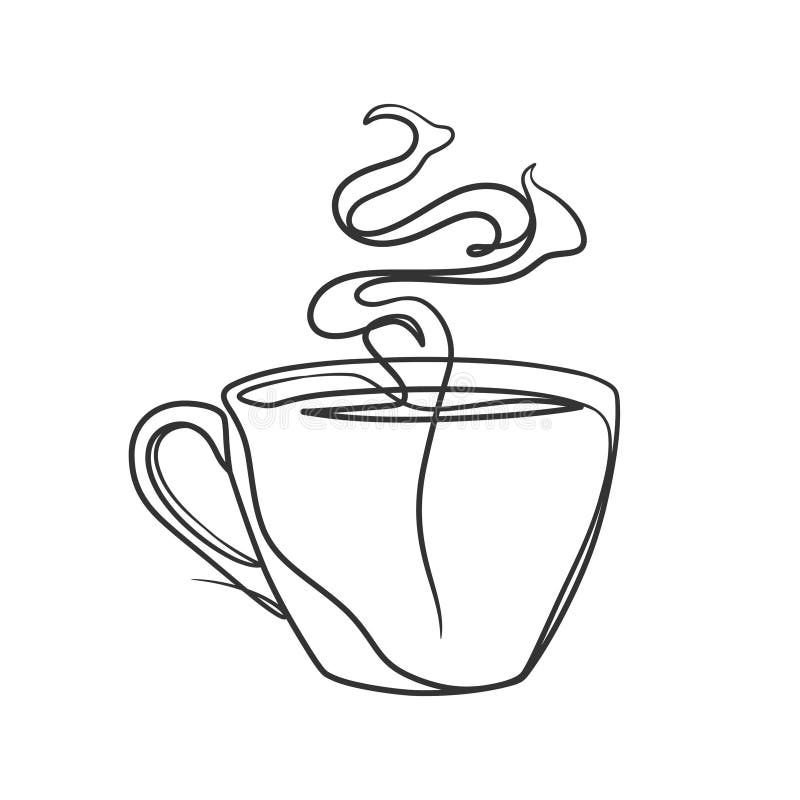 Continuous Line Drawing a Cup of Coffee. Coffee One Line Art Stock ...