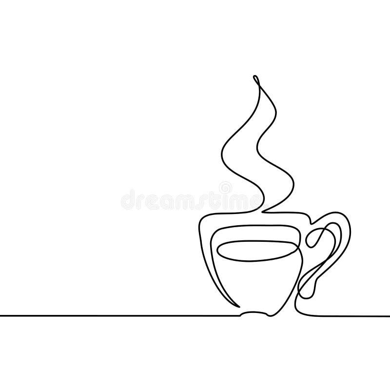Continuous Line Drawing of Cup of Coffee Stock Vector - Illustration of ...