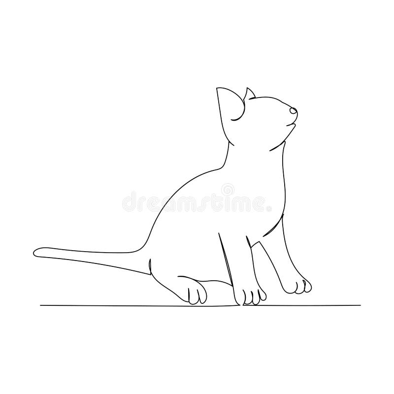 Continuous Line Drawing of a Cute Cat. Stock Vector - Illustration of ...