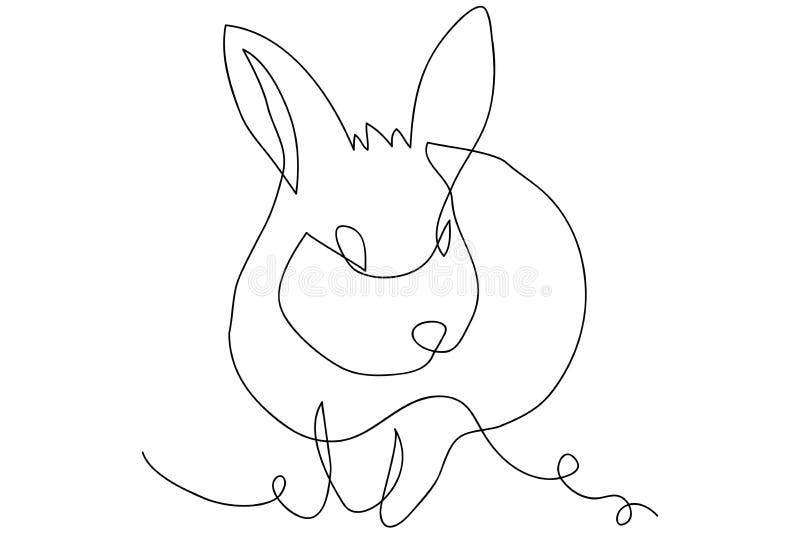Continuous Line Drawing of Cute Rabbit Vector Illustration Stock ...