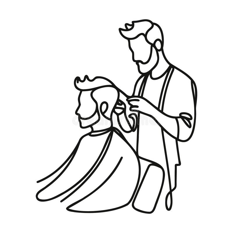 Continuous Line Drawing Cutting Hair at the Barbershop Stock Vector ...