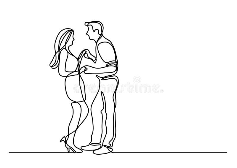 Continuous One Line Drawing Of Couple Dance Vector Man And Girl Doing