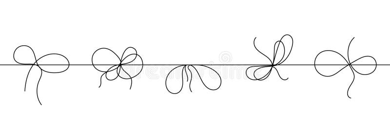 Continuous Line Drawing of Decorative Ribbon Bow. Editable Line Stock ...
