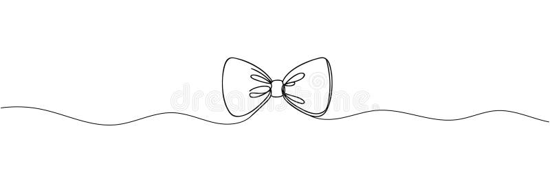 Continuous Line Drawing of Decorative Ribbon Bow. Vector Illustration ...