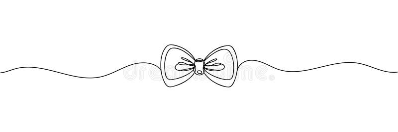 Continuous Line Drawing of Decorative Ribbon Bow. Vector Illustration ...