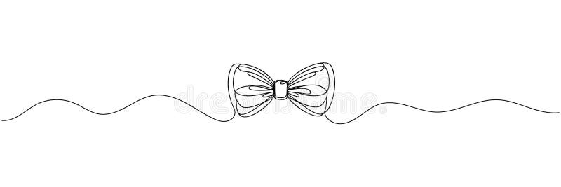 Continuous Line Drawing of Decorative Ribbon Bow. Vector Illustration ...