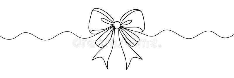 Continuous Line Drawing of Decorative Ribbon Bow. Vector Illustration ...