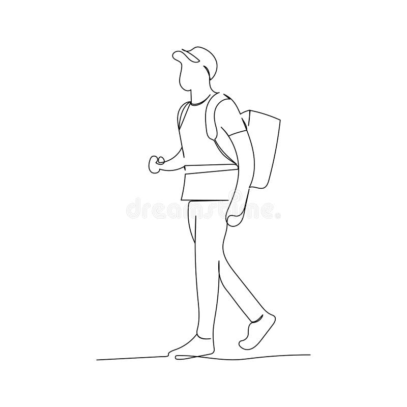 Continuous Line Drawing of a Delivery Man. Stock Vector - Illustration ...