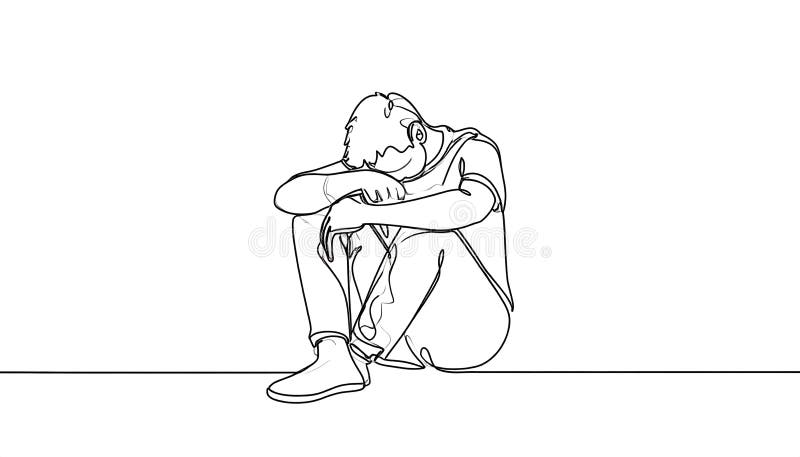 Man Thinking Worried Continuous Line Drawing Stock Illustrations – 64 ...