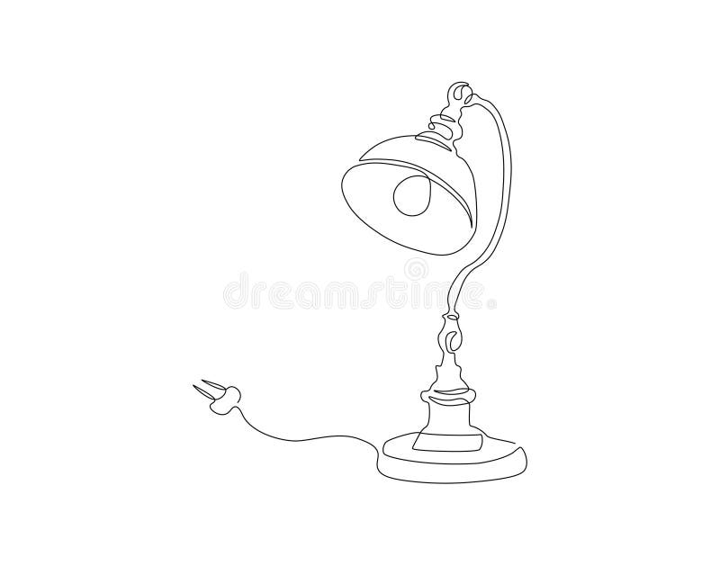 Continuous Line Drawing of Desk Lamp for Table. One Line of Table Lamp ...