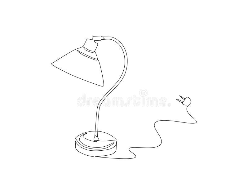 Continuous Line Drawing of Desk Lamp for Table. One Line of Table Lamp ...