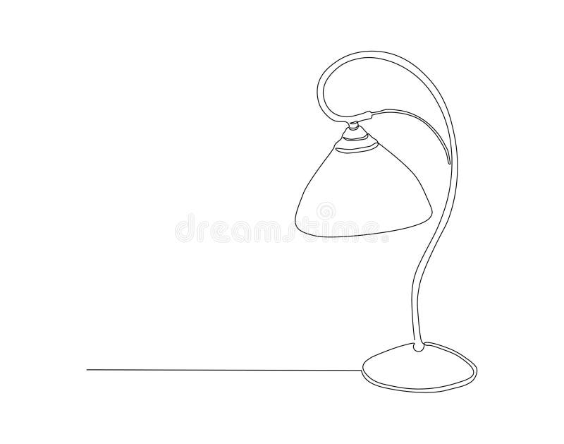 Continuous Line Drawing of Desk Lamp for Table. One Line of Table Lamp ...