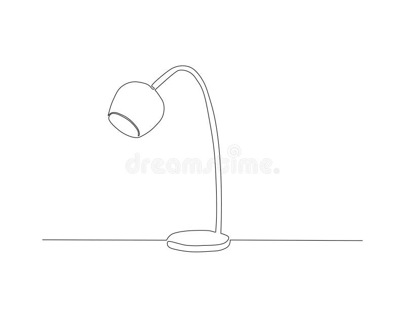Continuous Line Drawing of Desk Lamp for Table. One Line of Table Lamp ...