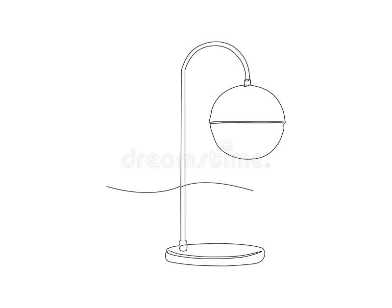 Continuous Line Drawing of Desk Lamp for Table. One Line of Table Lamp ...
