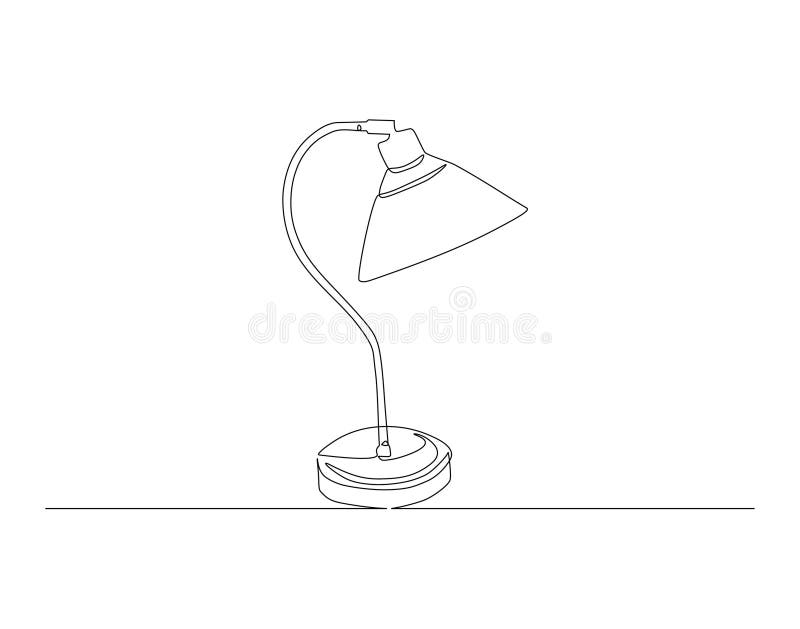 Continuous Line Drawing of Desk Lamp for Table. One Line of Table Lamp ...