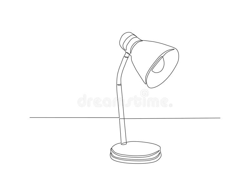 Continuous Line Drawing of Desk Lamp for Table. One Line of Table Lamp ...