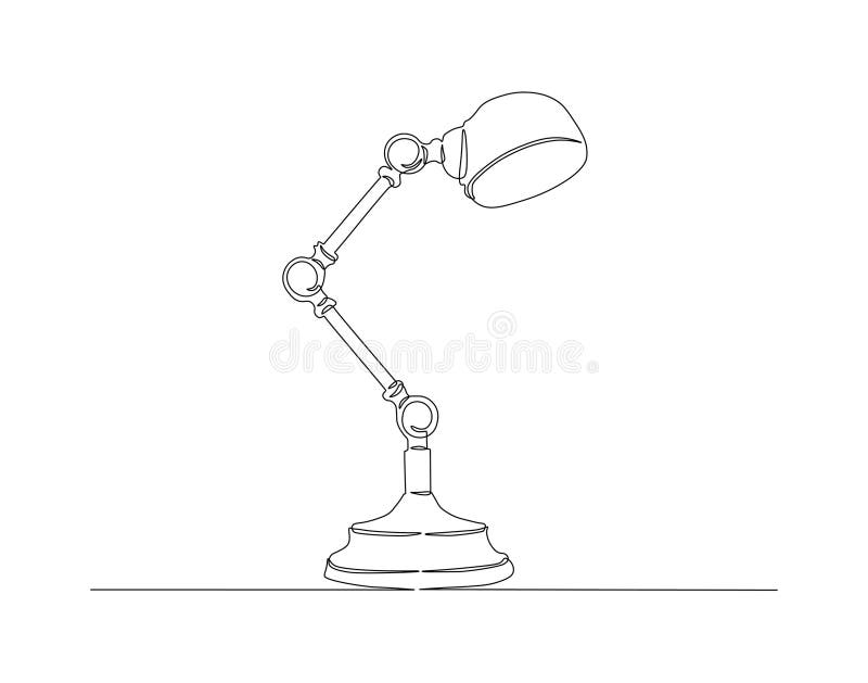 Continuous Line Drawing of Desk Lamp for Table. One Line of Table Lamp ...