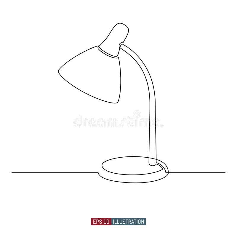 Continuous Line Drawing of Desk Lamp. Template for Your Design Works ...
