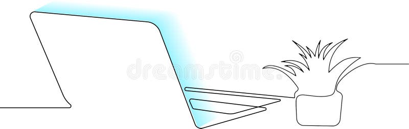 Continuous Line Computer Workspace Stock Illustrations – 170 Continuous ...