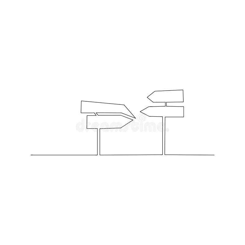 Continuous Line Drawing of Direction. Isolated Sketch Drawing of ...