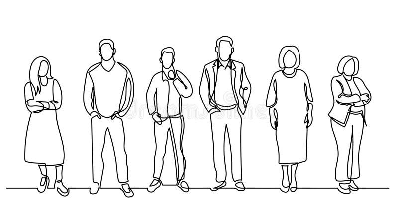 Line Drawing Business People Diverse Stock Illustrations – 1,070 Line ...