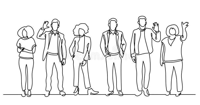 Continuous Line Drawing of Diverse Group of Standing People Stock ... Continuous Line Drawing of Diverse Group of Standing People Stock ...