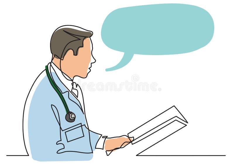 Continuous Line Drawing of Doctor Reading Papers Stock Vector ...