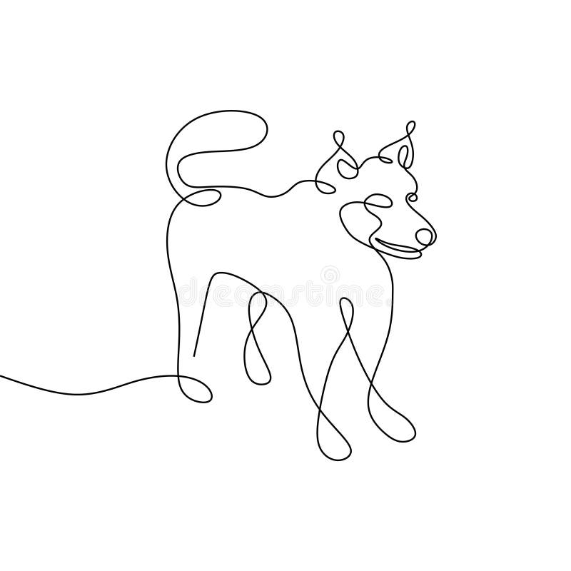 Continuous Line Drawing of Dog Minimalism Lineart Single Hand Drawn ...