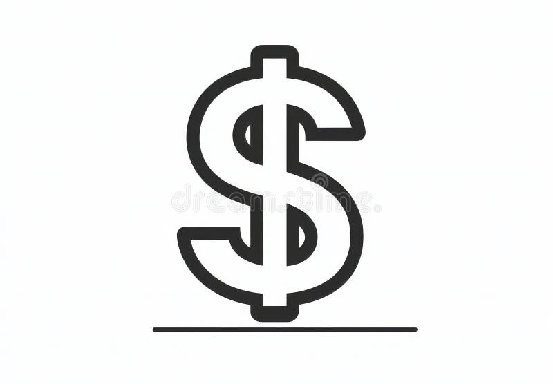 A Continuous Line Drawing of a Dollar Coin on a White Background. the ...