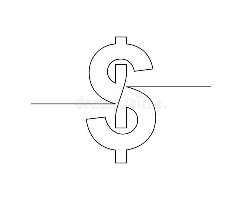 Continuous Line Drawing of Dollar Sign, Money Symbol Line Design Stock ...