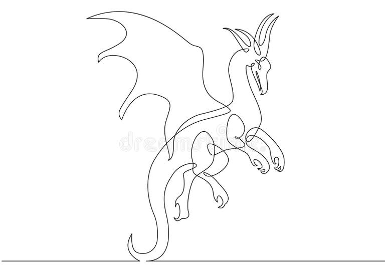 Continuous Line Drawing Dragon Stock Illustration - Illustration of ...