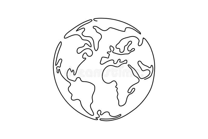Continuous Line Drawing of Earth Vector Line Globe World Map Vector ... Continuous Line Drawing of Earth Vector Line Globe World Map Vector ...