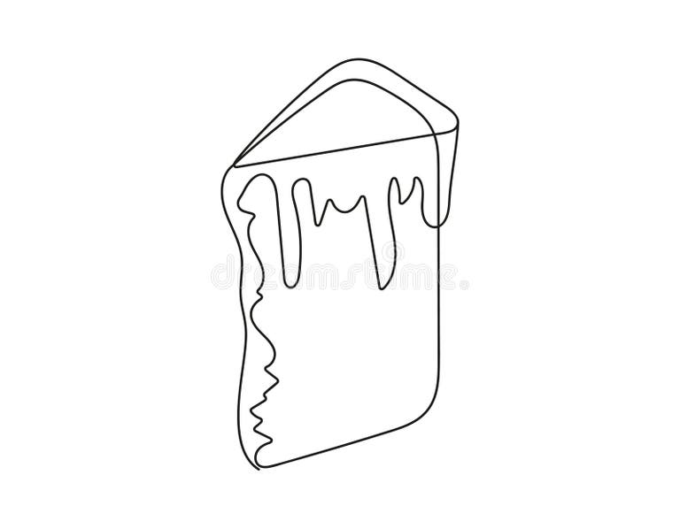 Continuous Line Drawing of Easter Kulich Cake with Icing. Slice of ...