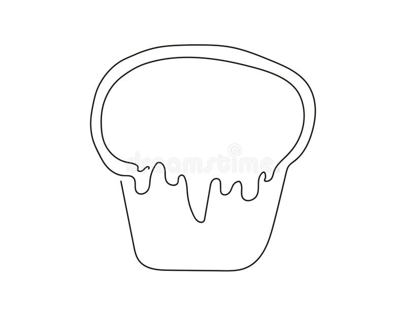 Continuous Line Drawing of an Easter Kulich Cake with Icing ...