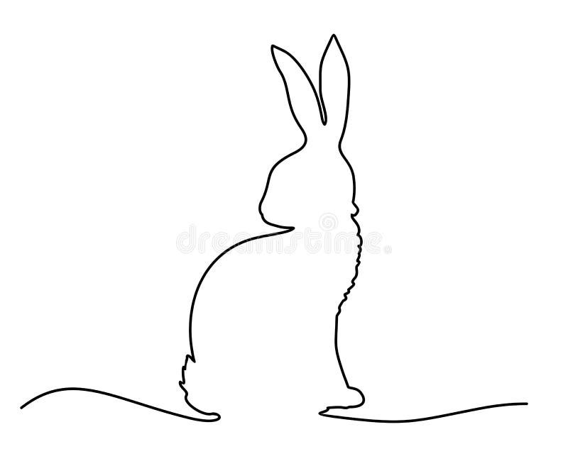 Continuous Line Drawing of Easter Rabbit. Easter Bunny Continuous One ...