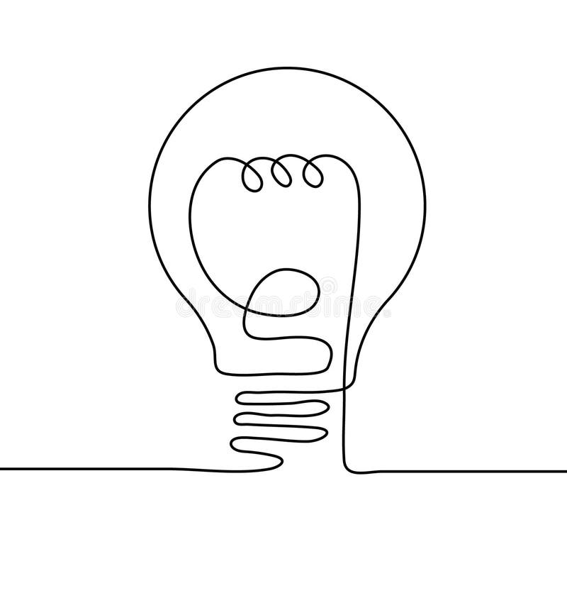 Continuous Line Drawing of an Electric Light Bulb Symbolizing an Eco ...