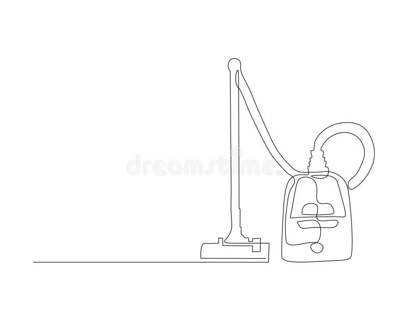 Continuous Line Drawing of Electric Vacuum Cleaner Machine. One Line of ...