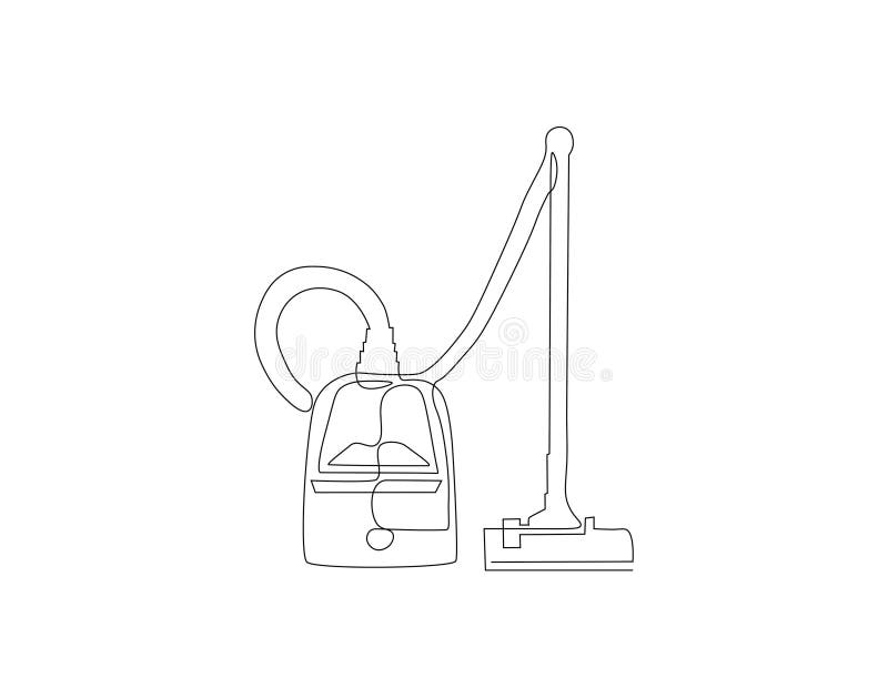 Continuous Line Drawing of Electric Vacuum Cleaner Machine. One Line of ...