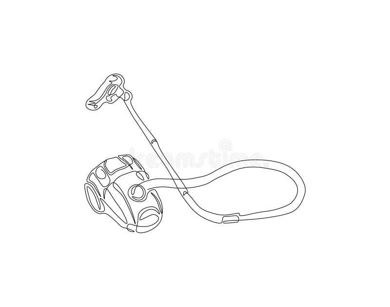 Continuous Line Drawing of Electric Vacuum Cleaner Machine. One Line of ...