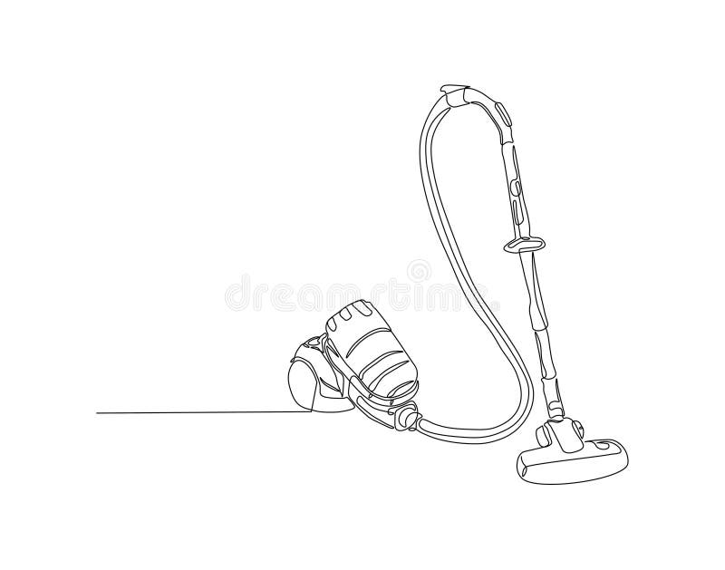 Continuous Line Drawing of Electric Vacuum Cleaner Machine. One Line of ...