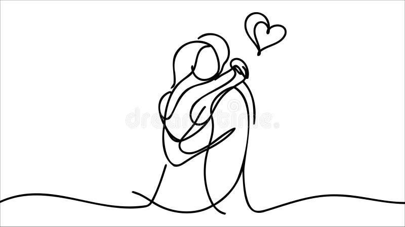 Continuous Line Drawing of Embrace. Template for Your Design Works ...