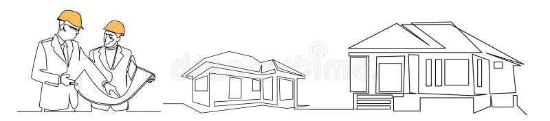 Continuous Line Drawing Engineer Building Construction Supervision ...
