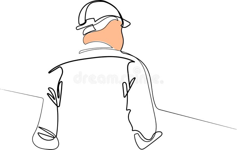 Continuous Line Drawing of a Engineer Stock Vector - Illustration of ...