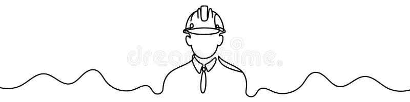 Continuous Line Drawing of Engineer Wearing Helmet and Shirt Stock ...