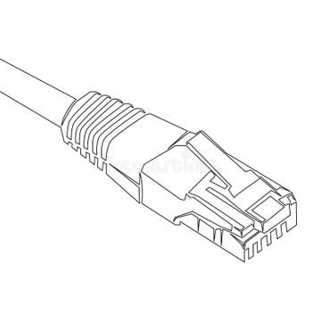 Continuous Line Drawing Ethernet Internet Cable Patch Cord Icon Vector ...