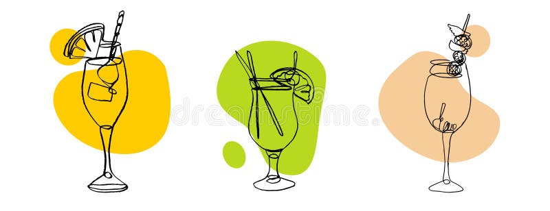 Continuous Line Drawing Cocktail Stock Illustrations – 649 Continuous ...