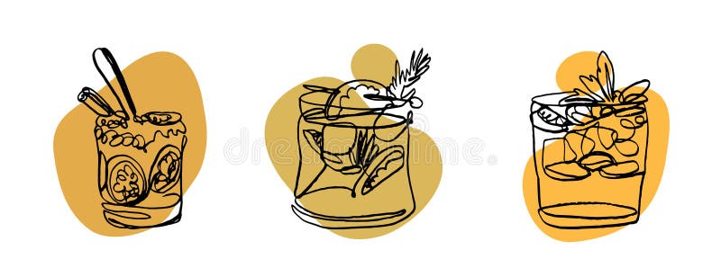 Continuous Line Drawing Cocktail Stock Illustrations – 649 Continuous ...