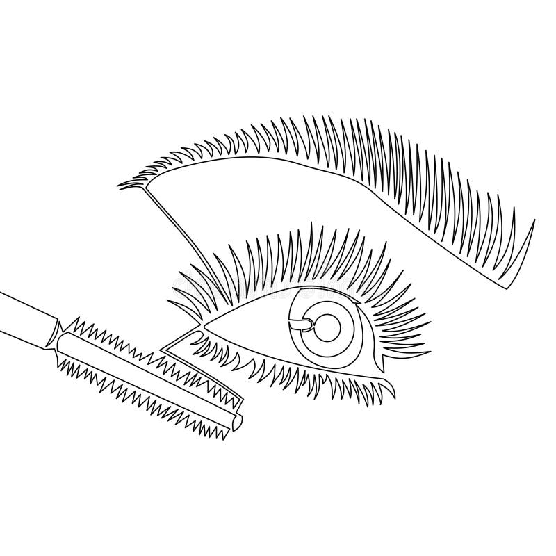 Continuous Line Drawing Eye Makeup Close-up Icon Vector Illustration ...